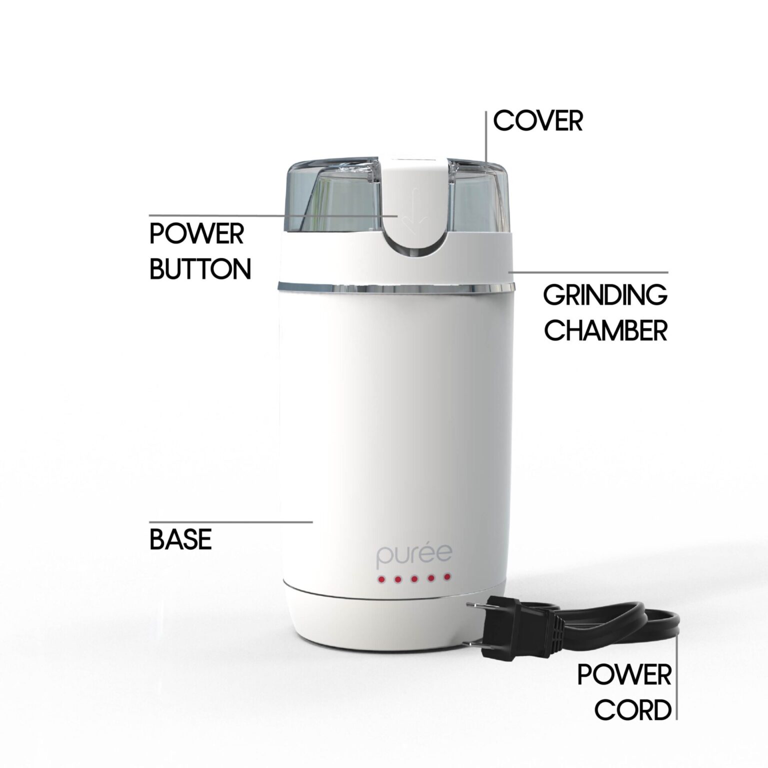 Puree Electric Coffee Bean Grinder (White) – Tzumi®