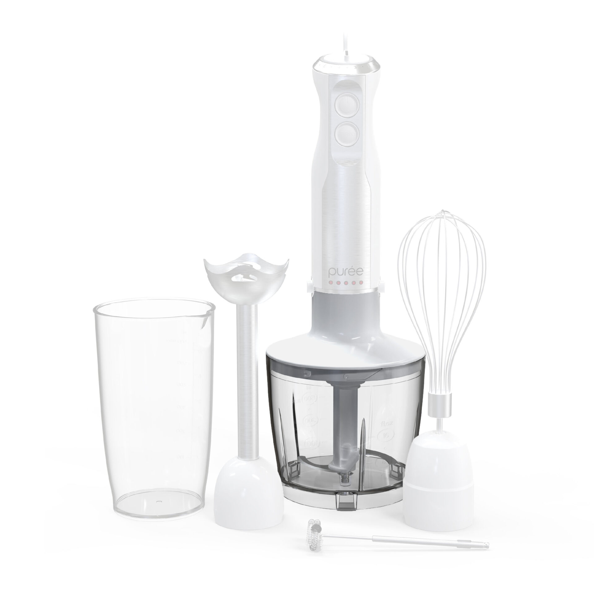 Puree 6pc. Immersion Blender Set Glass Bowl, Lid, and Blade – Tzumi®